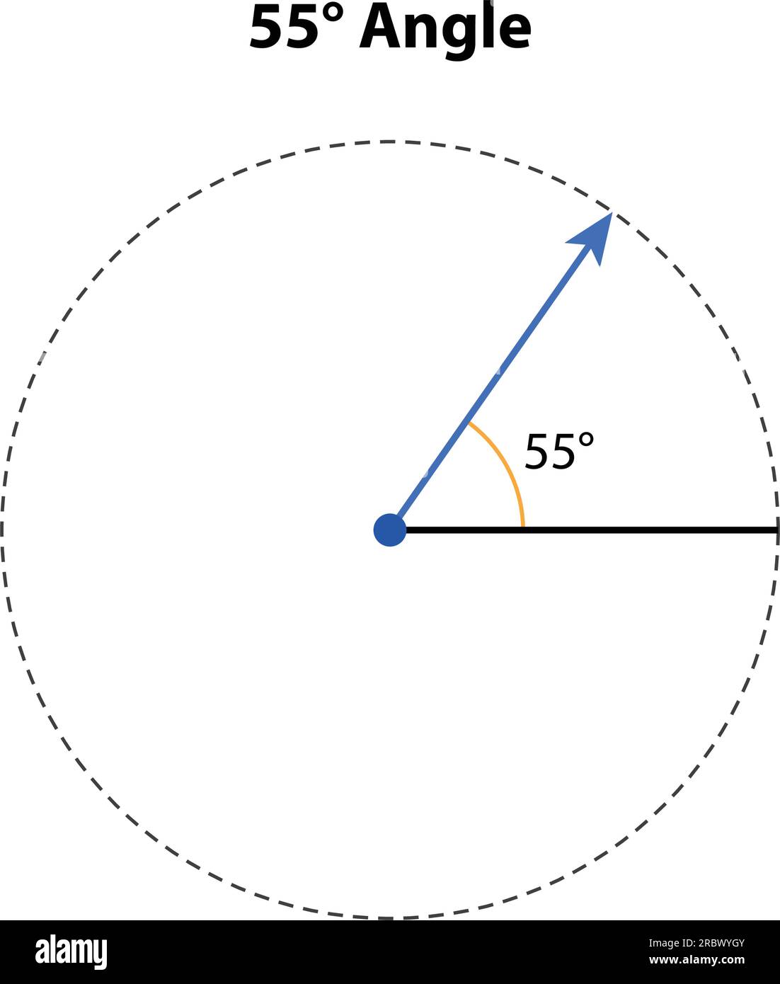 55° Angle. vector illustration. math geometric. isolated on white ...
