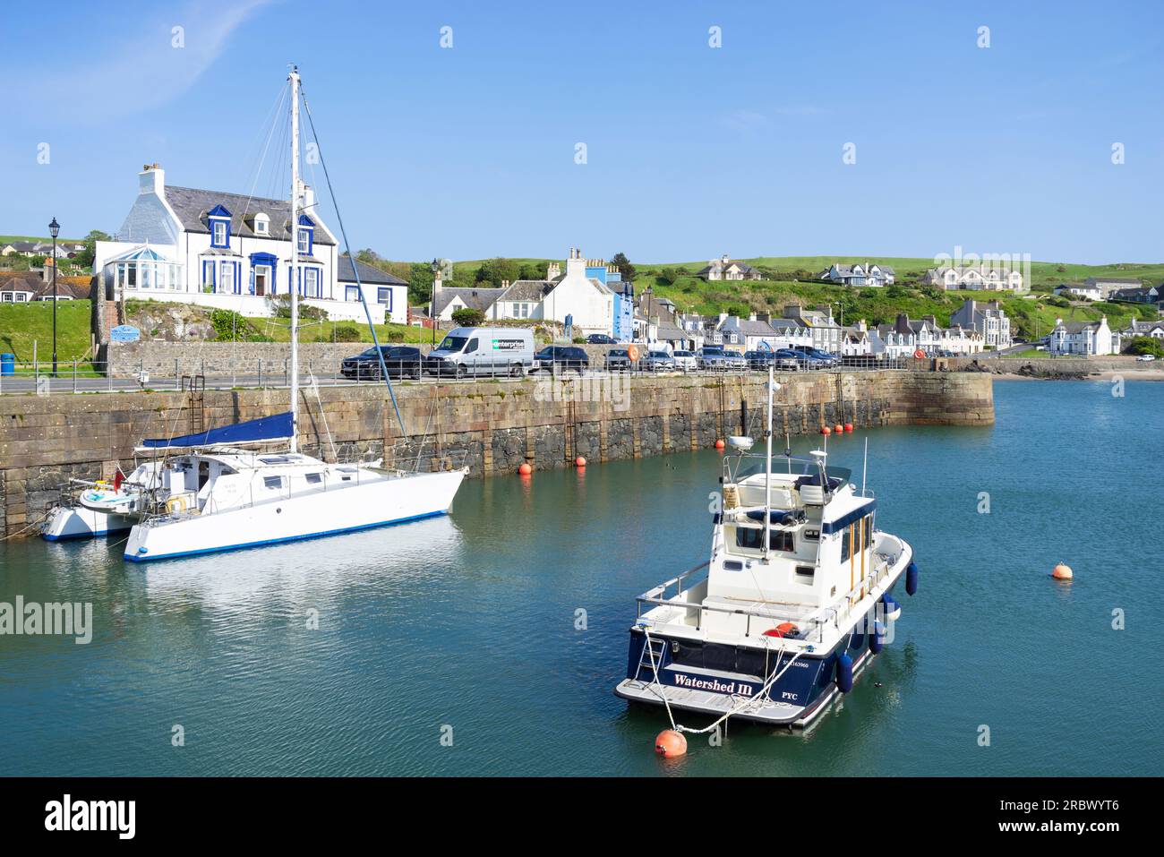 Portpatrick harbour with fishing boats and yachts Portpatrick village ...