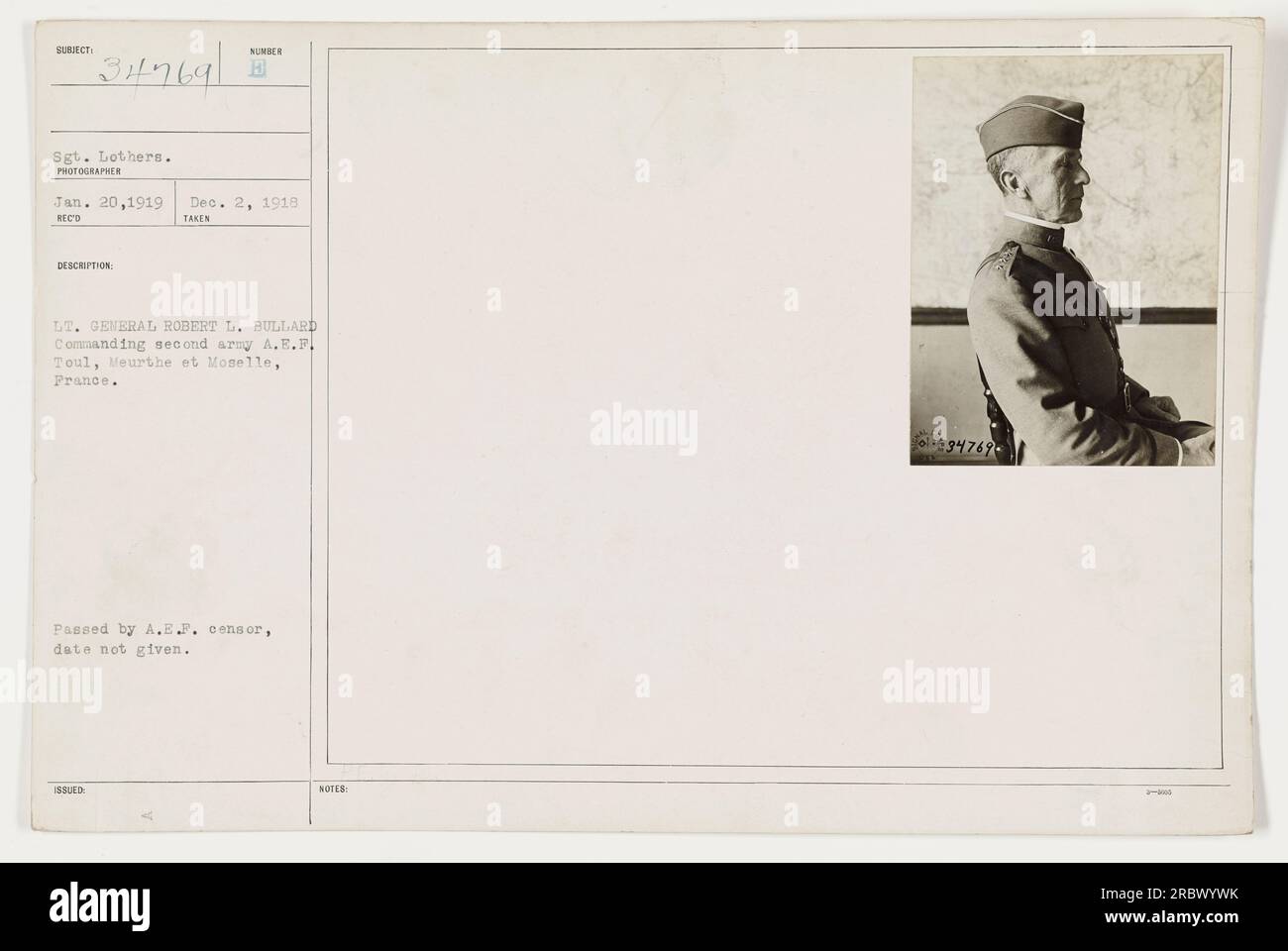 Sgt. Lothers with Lt. General Robert L. Bullard, commanding second army ...