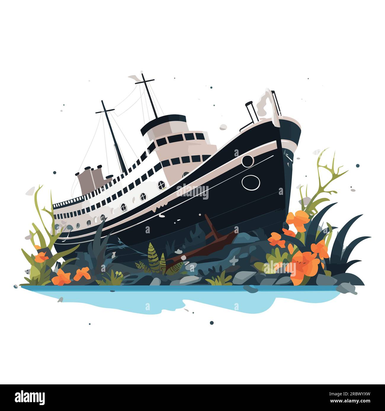 Sunken boat Stock Vector Images - Alamy