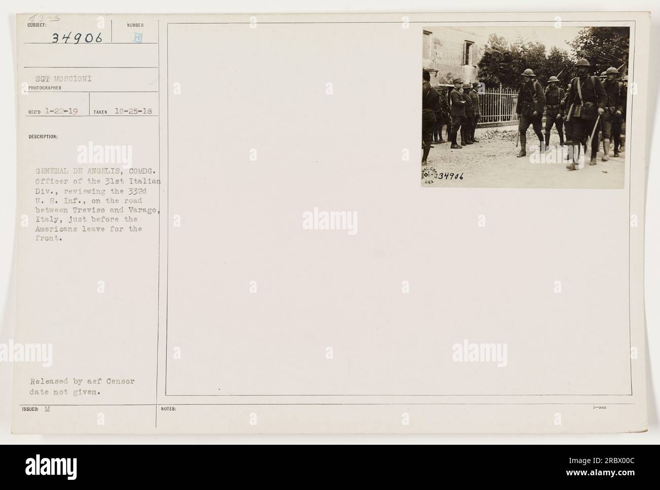 Winter 1918: Sergeant Moscioni captured a moment where General De ...