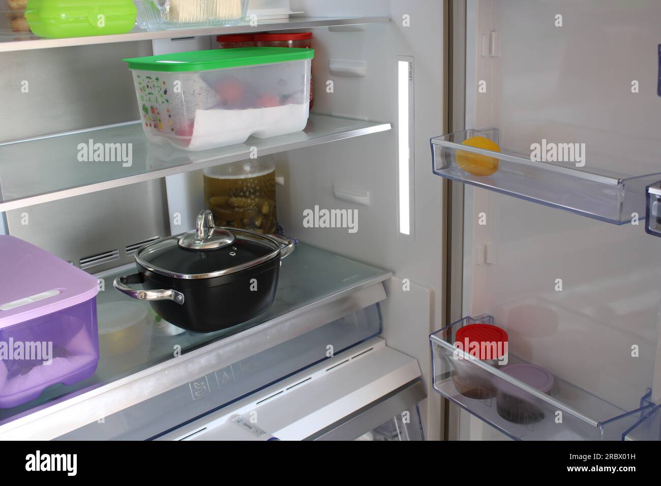 Empty refrigerator. Concept of poverty idea, food crisis, gluten ...