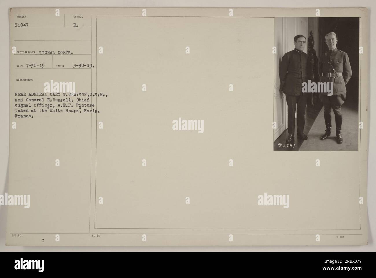 Rear Admiral Cary T. Grayson, U.S.N., and General E. Russell, Chief ...