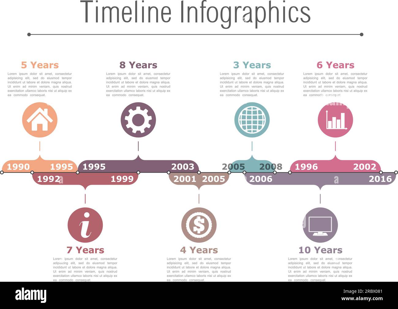 Timeline infographics design template with different time intervals ...
