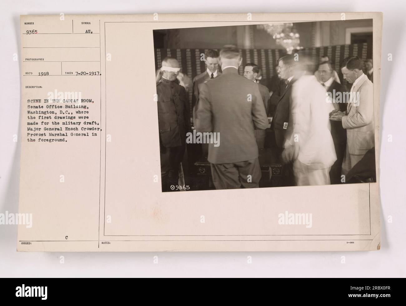 Major General Enoch Crowder, Provost Marshal General, is seen in the ...