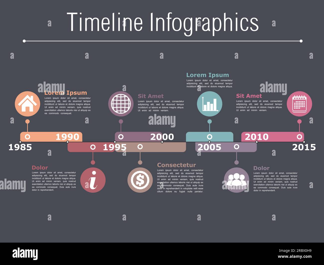 Timeline infographics design template with different time intervals ...