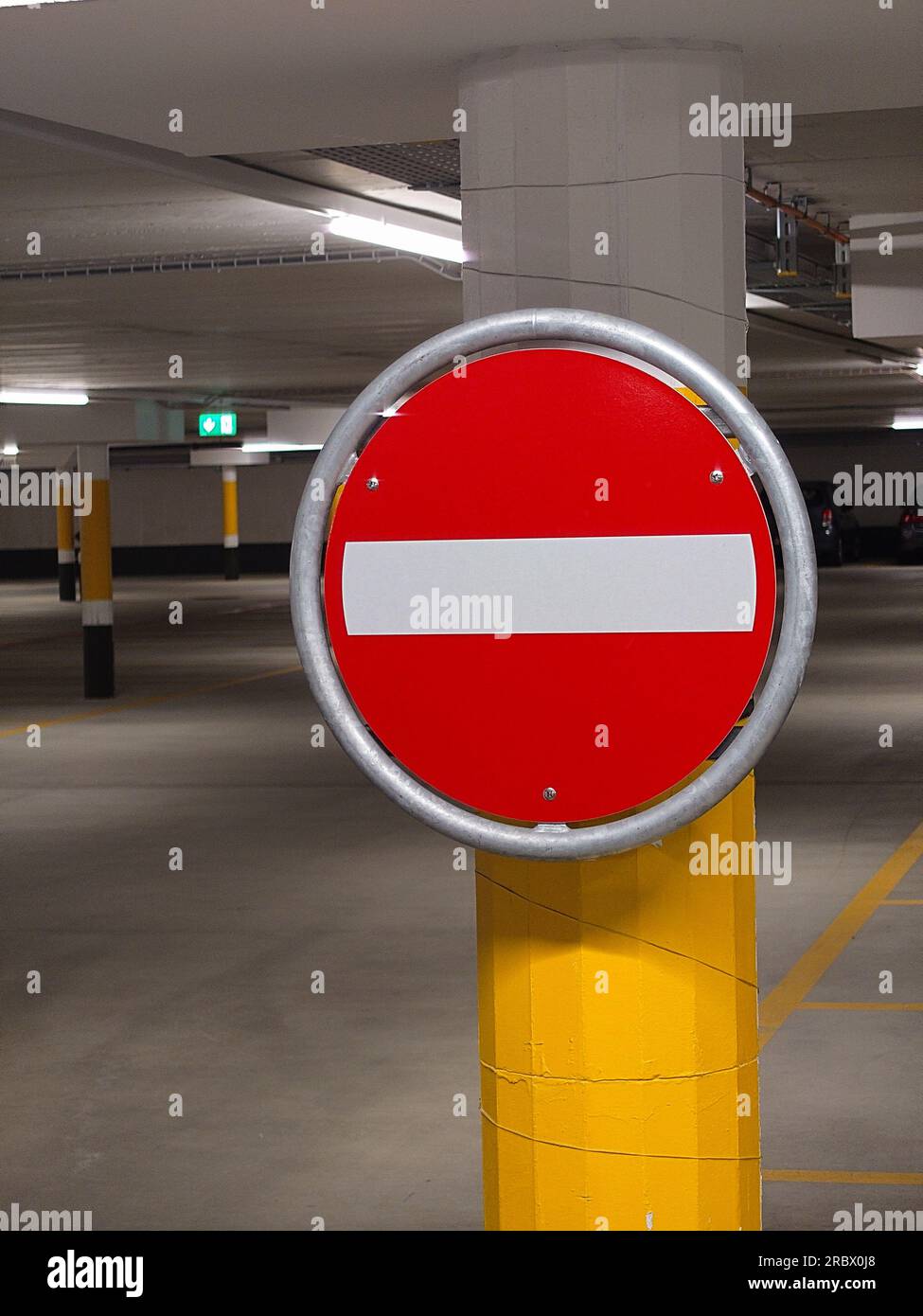 Access prohibited or forbidden access road traffic sign on a pole ...