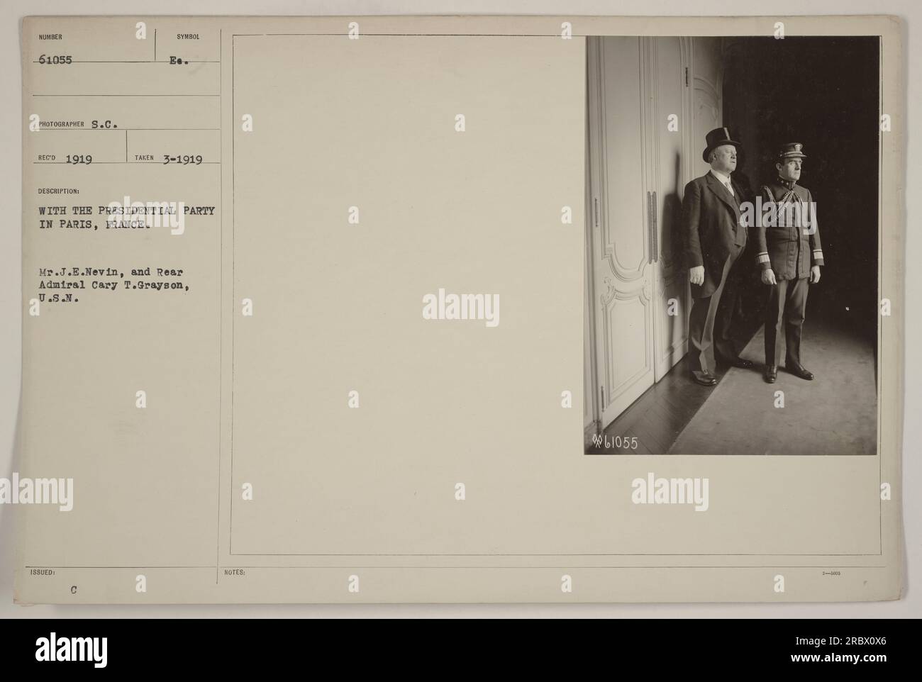 President and his entourage in Paris, France. Mr. J. E. Nevin and Rear ...