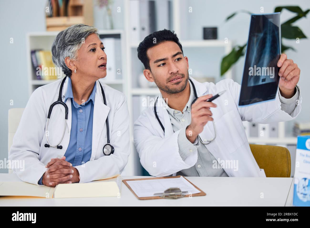 Teamwork, xray and doctors, nurses or people of healthcare research ...