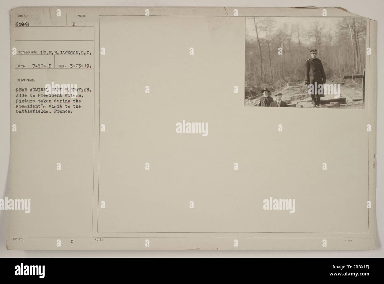 Rear Admiral Cary T. Grayson, President Wilson's aide, seen during the ...