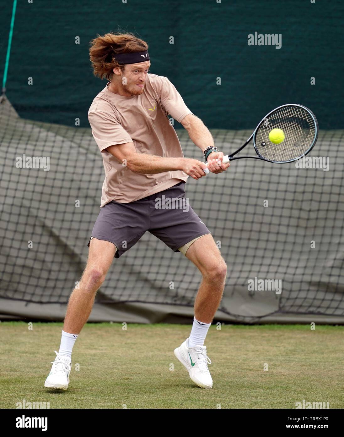 Andrey Rublev during a practice session on day nine of the 2023 ...