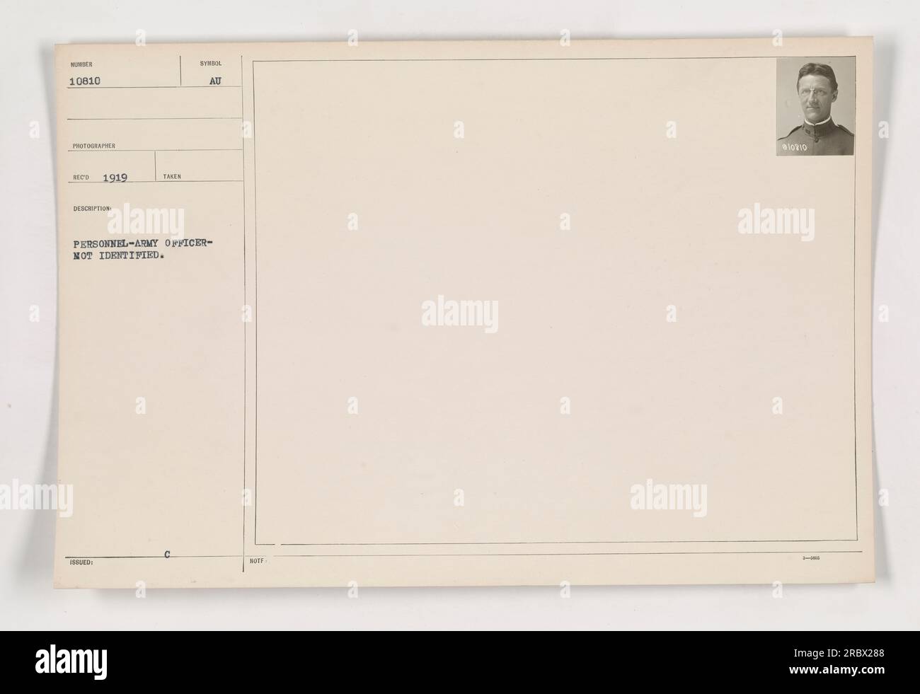 Army officer, not identified, captured in a photograph taken in 1919 ...