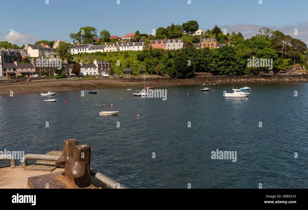 Portree, Isle of Skye, Scotland, UK. 5 June 2023. Portree harbour with colourful houses ...
