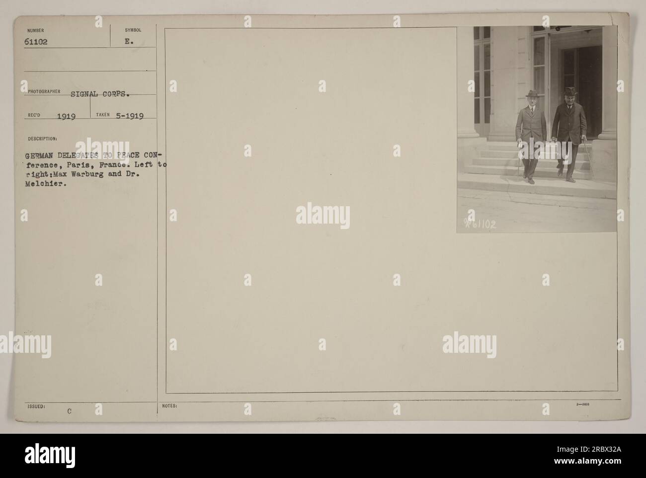 German delegates Max Warburg and Dr. Melchier at the Peace Conference ...