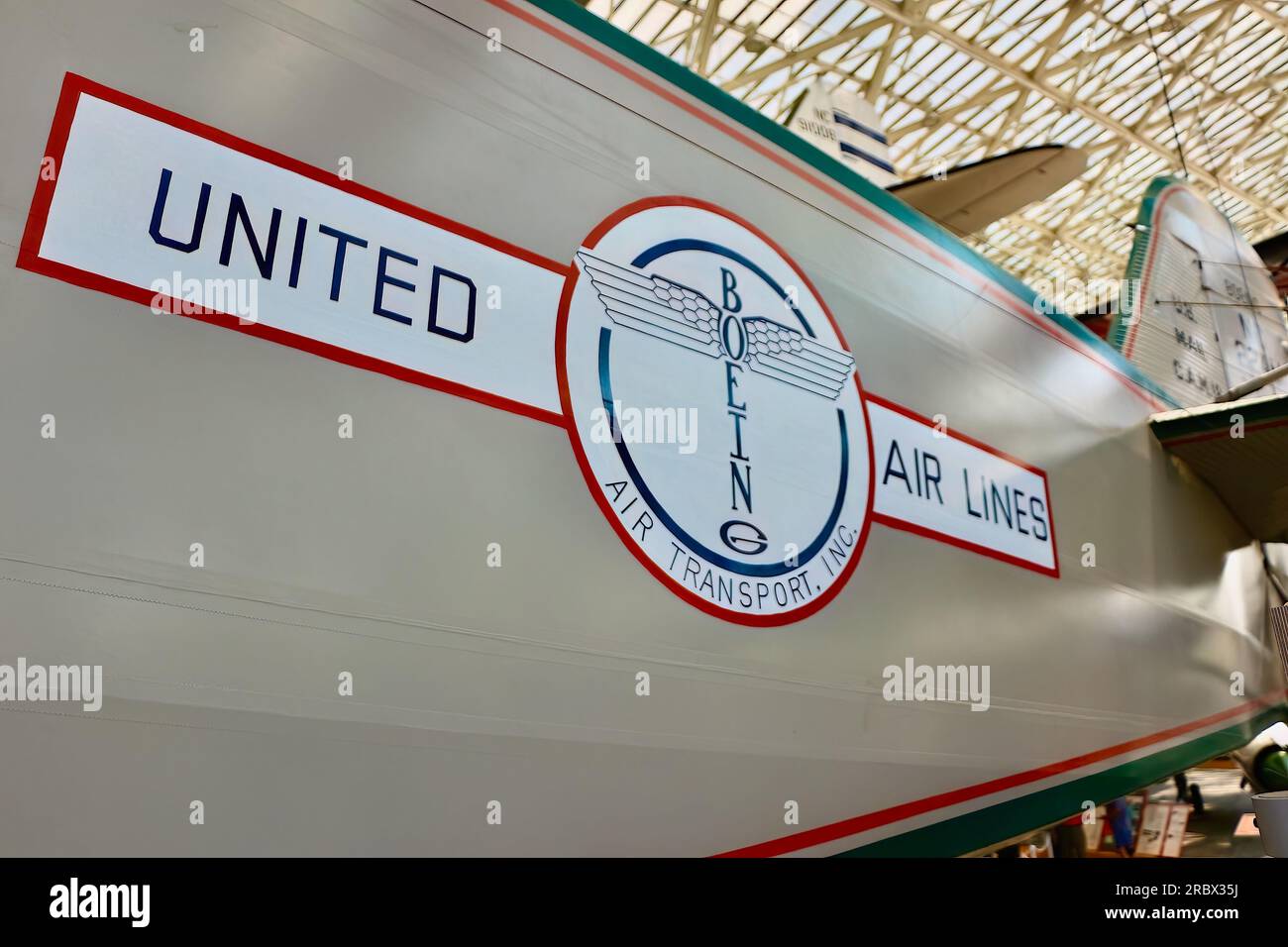 Fuselage United Air Lines logo on the Boeing 80A-1 in the Great Gallery ...