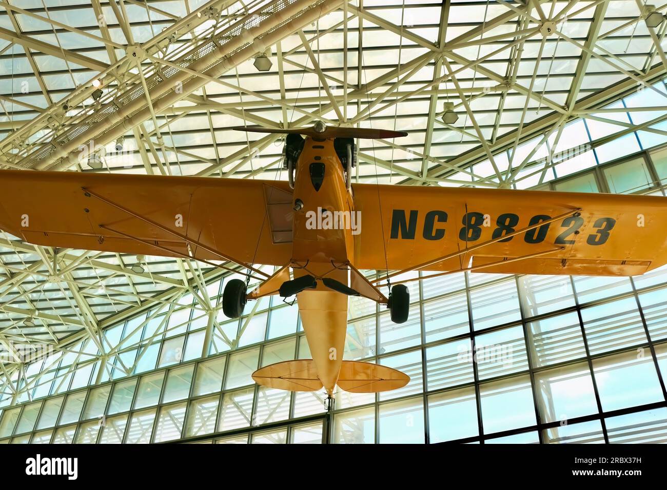 Piper J3C-65 Cub light aircraft suspended in the Great Gallery The ...