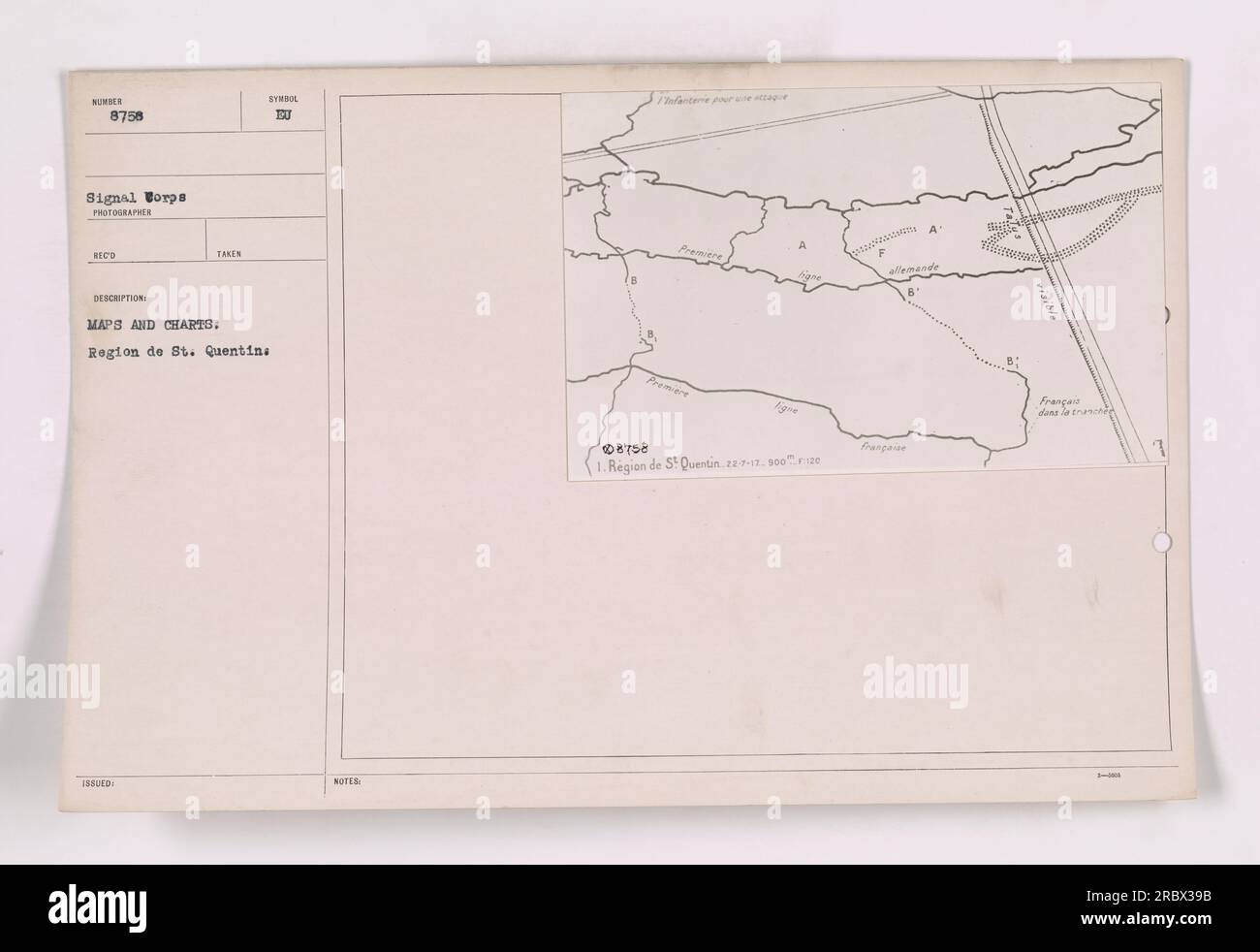 A photograph of a map titled "Region des St. Quentin." The map is part ...