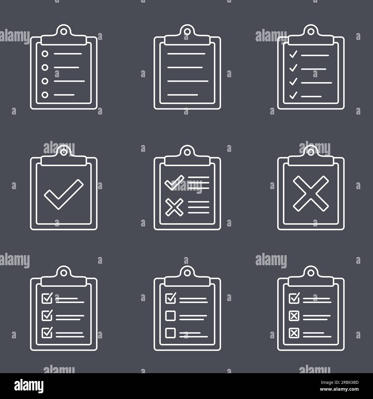 Set of minimal line icons of check list, vector eps10 illustration ...