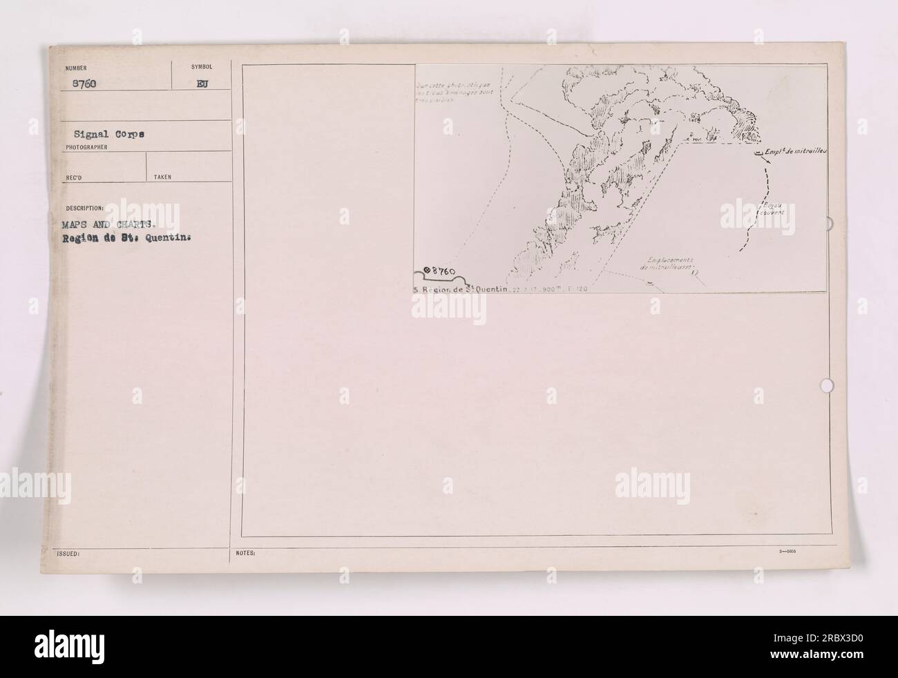Soldiers studying maps and charts of the St. Quentin region during ...