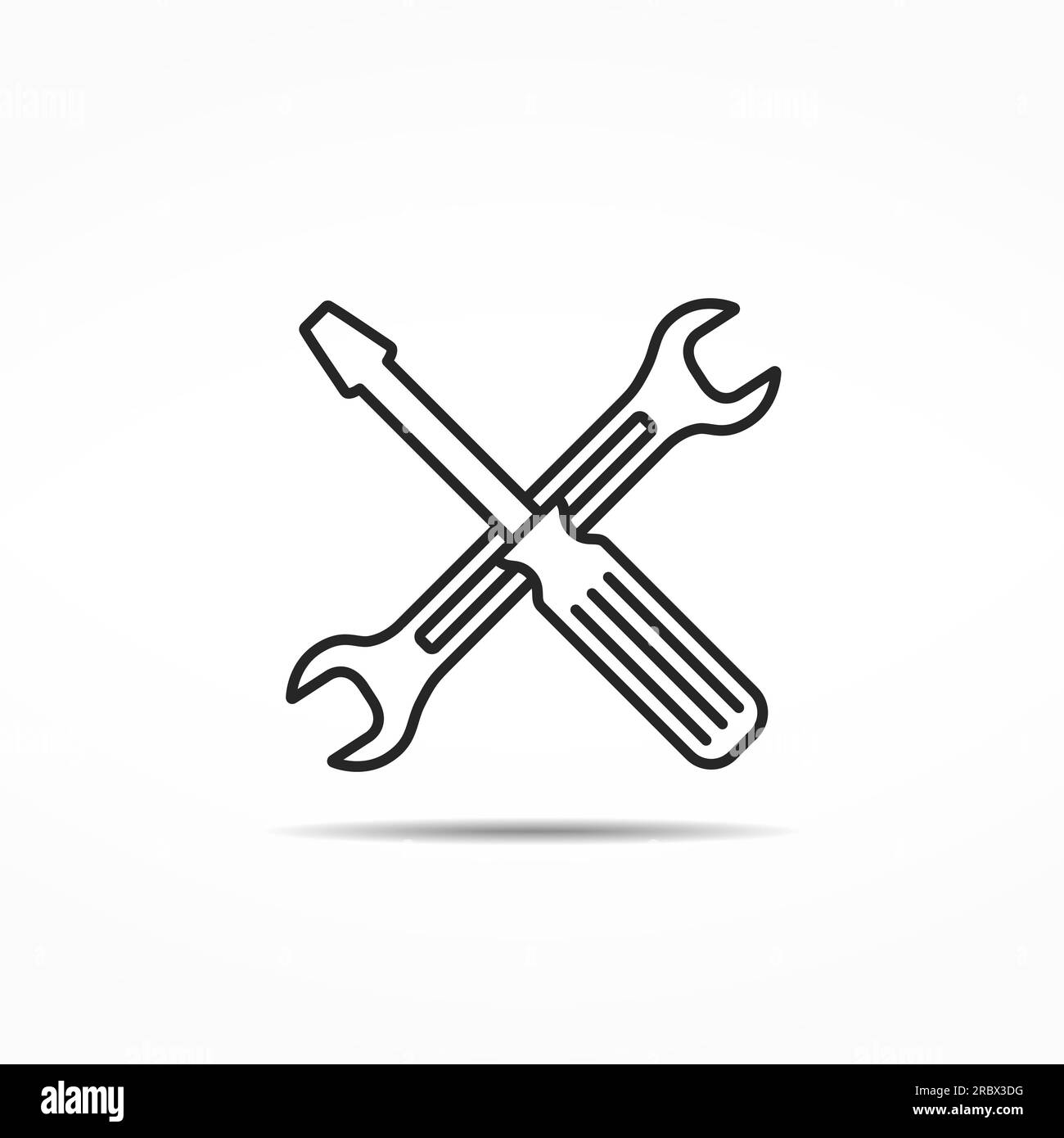 Screwdriver and wrench line icon, vector eps10 illustration Stock ...