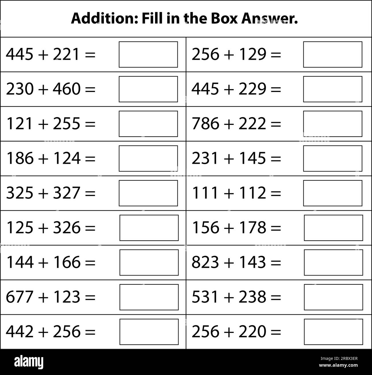 Numbers Addition. Basic kid Math chart for addition operations in ...