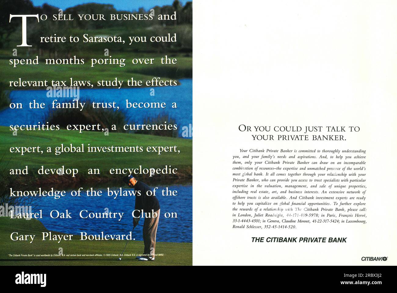 Citibank private bank advert in a magazine 1996 Stock Photo - Alamy