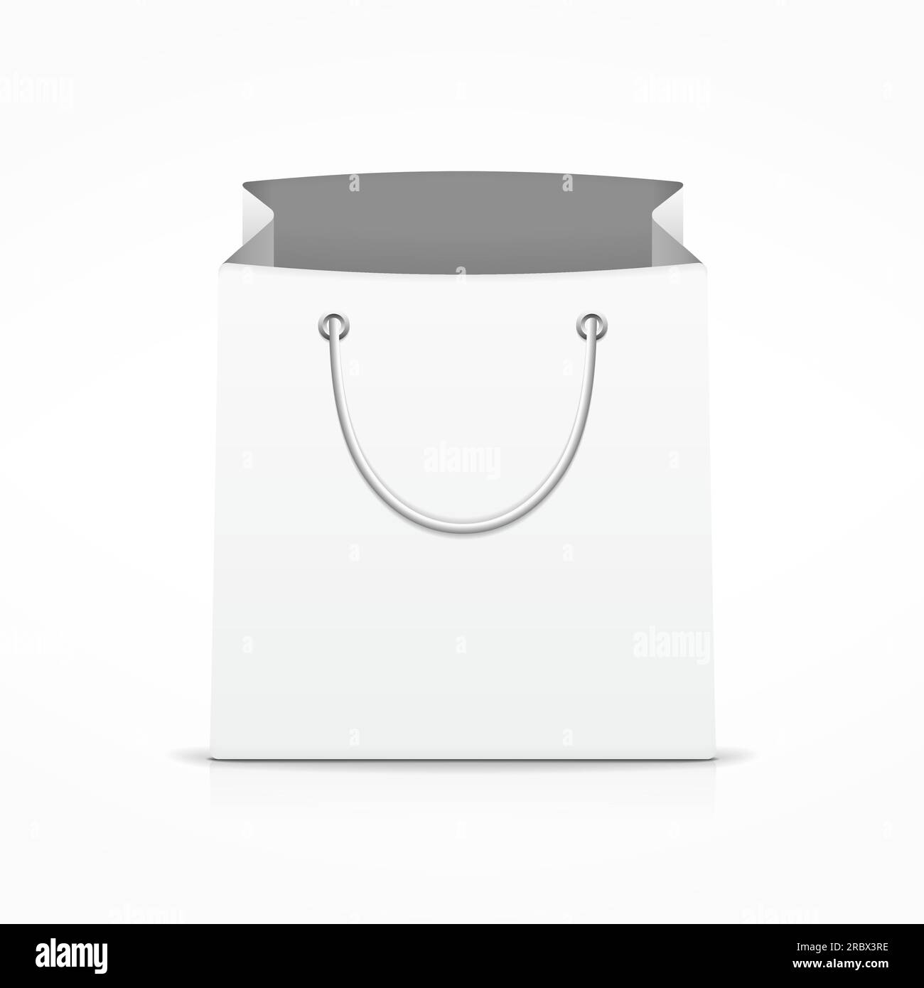 Empty white shopping bag with handle, vector eps10 illustration Stock ...