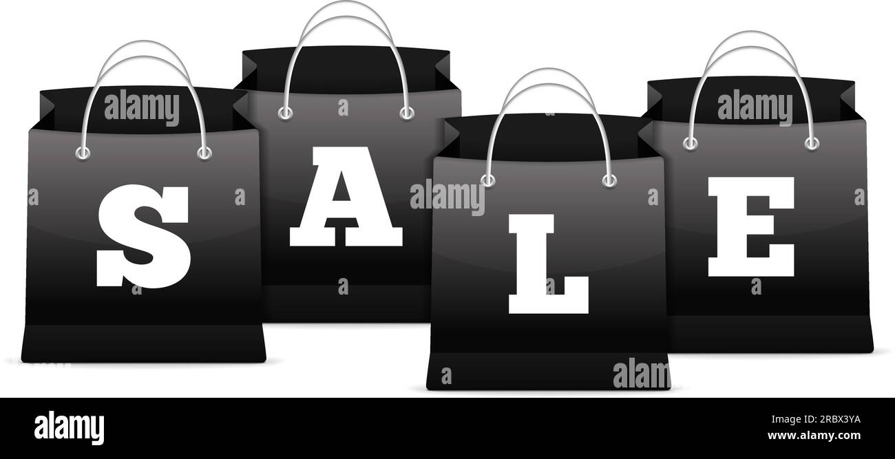 Word Sale on black shopping bags, vector eps10 illustration Stock ...