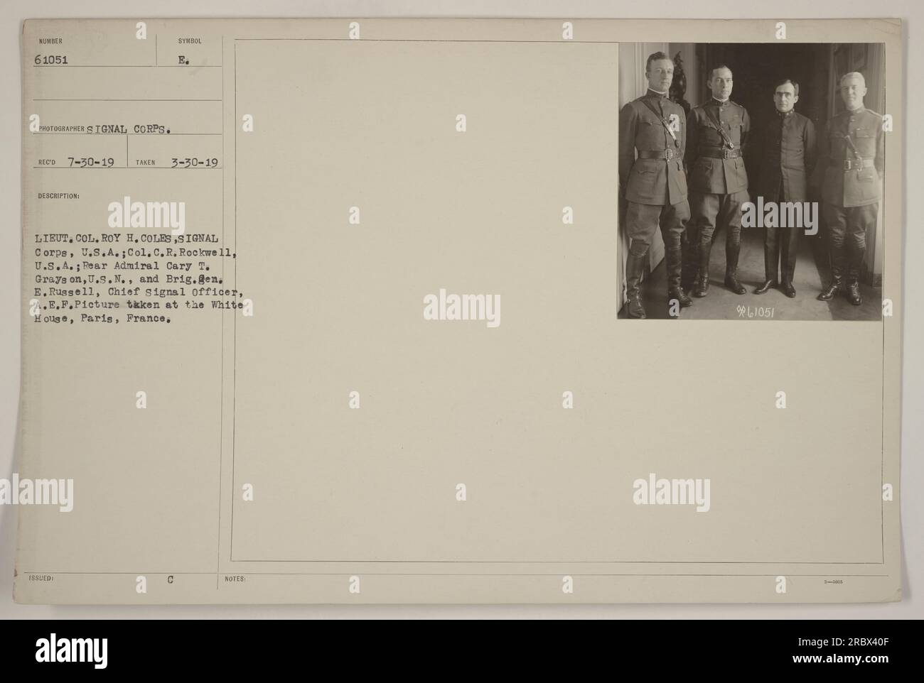 Lieut. Col. Roy H. Coles, Col. C. R. Rockwell, Rear Admiral Cary T ...