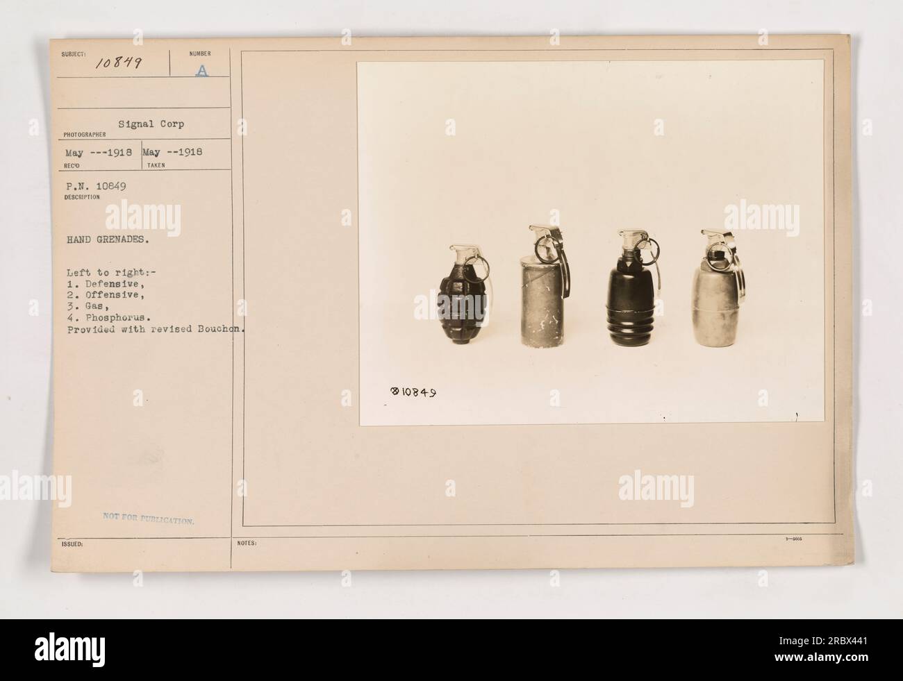 The image captures four types of hand grenades used during World War ...