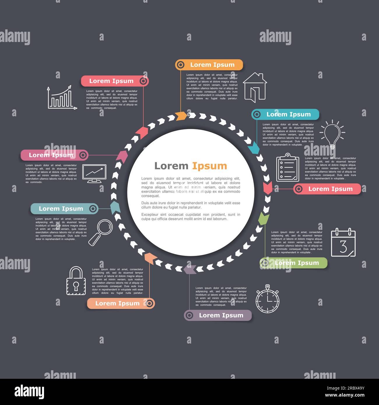 Circle infographics template, round cycle diagram or workflow, circle ...