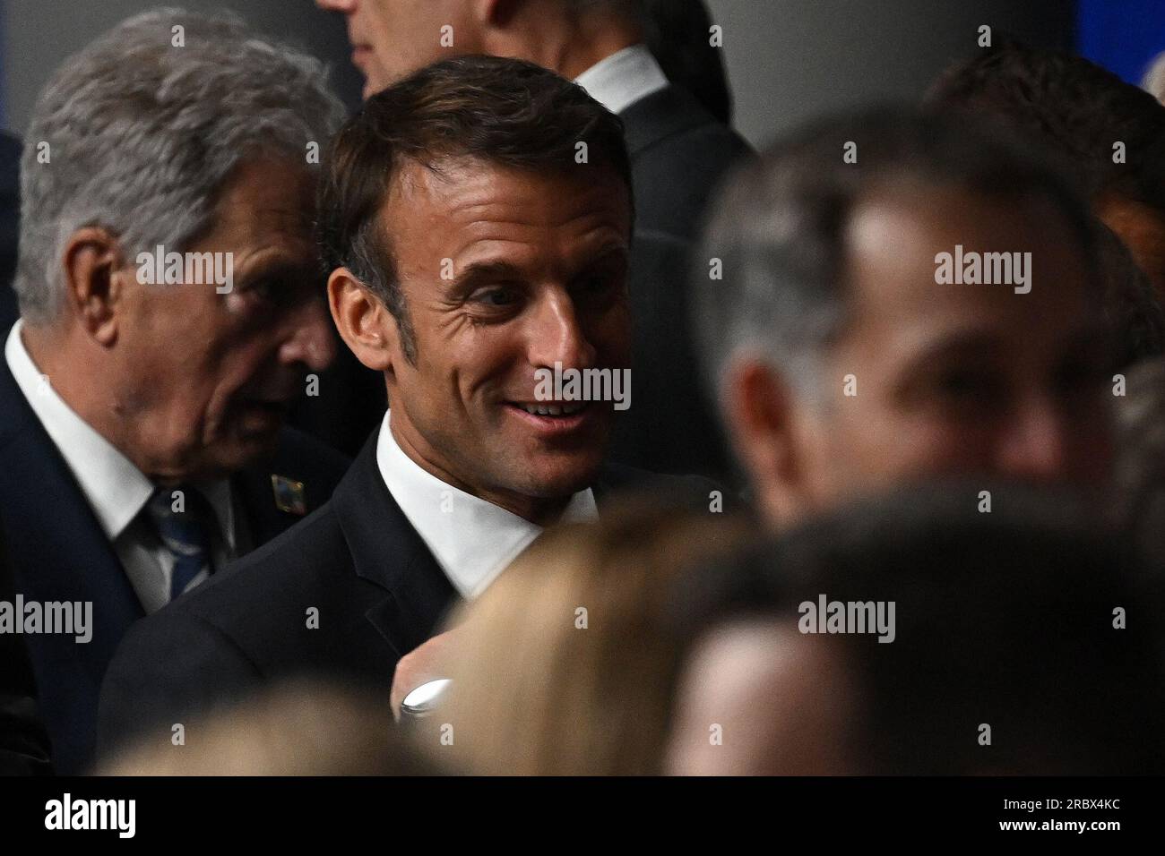 French President Emmanuel Macron during the Nato summit in Vilnius ...