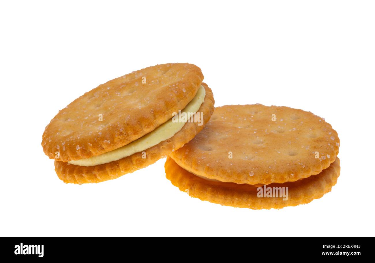 double biscuits with filling on a white background Stock Photo - Alamy