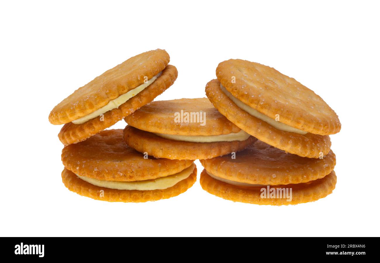 double biscuits with filling on a white background Stock Photo - Alamy