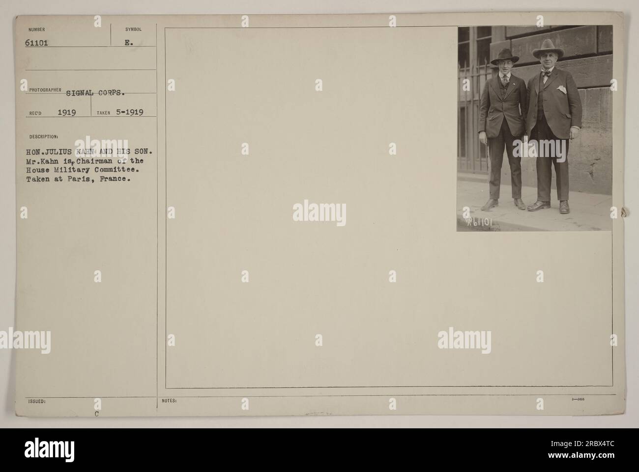 Honorable Julius Kahn, Chairman of the House Military Committee, with ...