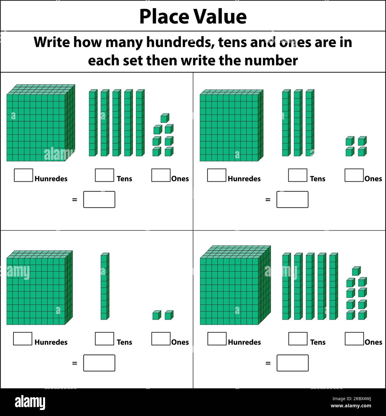Place Value hundreds tens and ones. 10 blocks. and single blocks ...