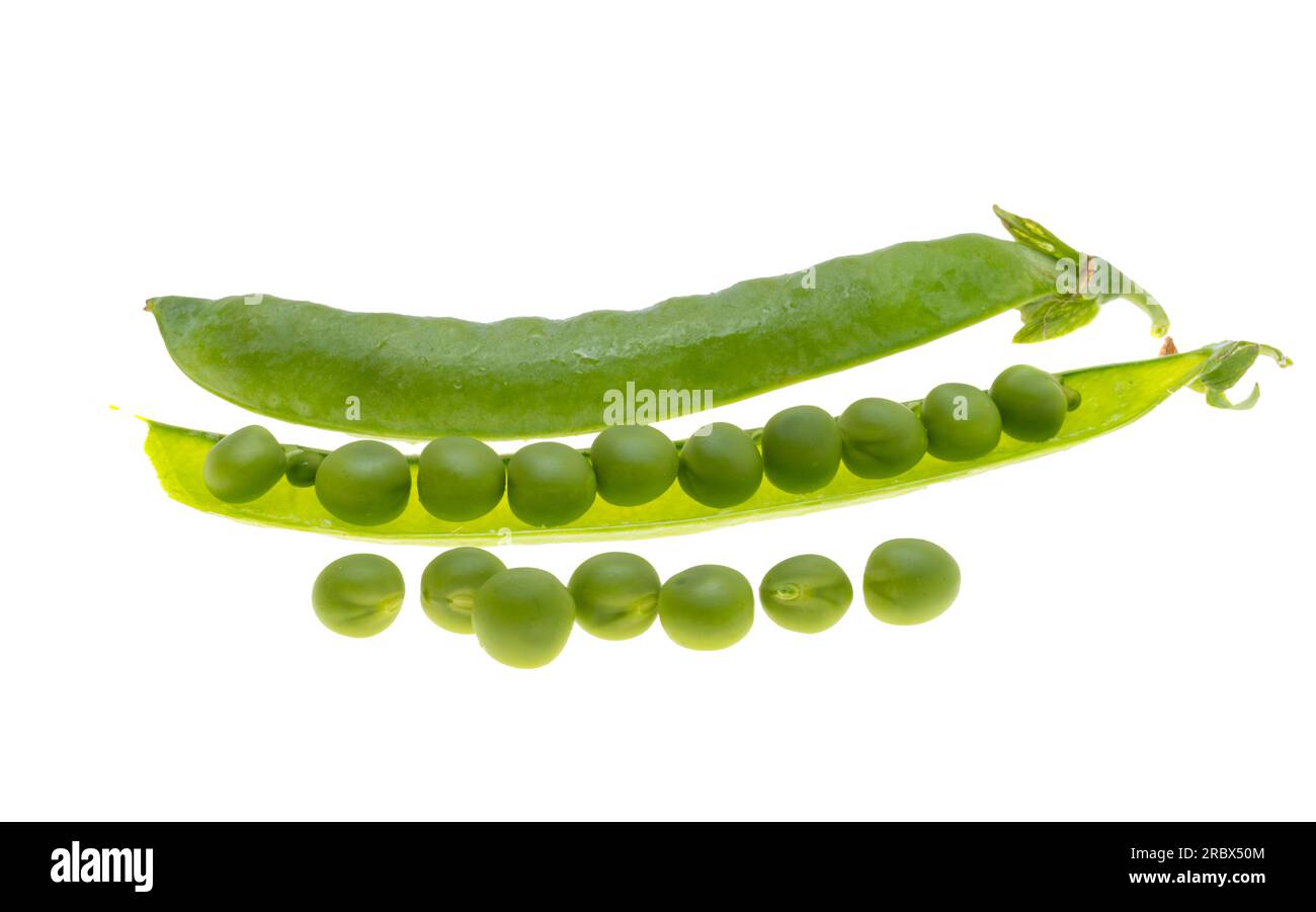 green young peas isolated on white background Stock Photo - Alamy