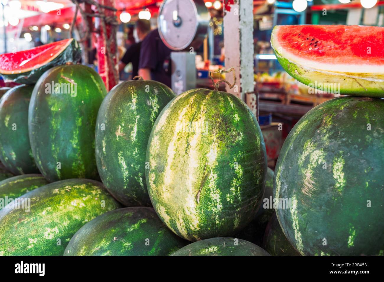 Watermelon on food market Ballaro in Palermo Sicily Stock Photo - Alamy