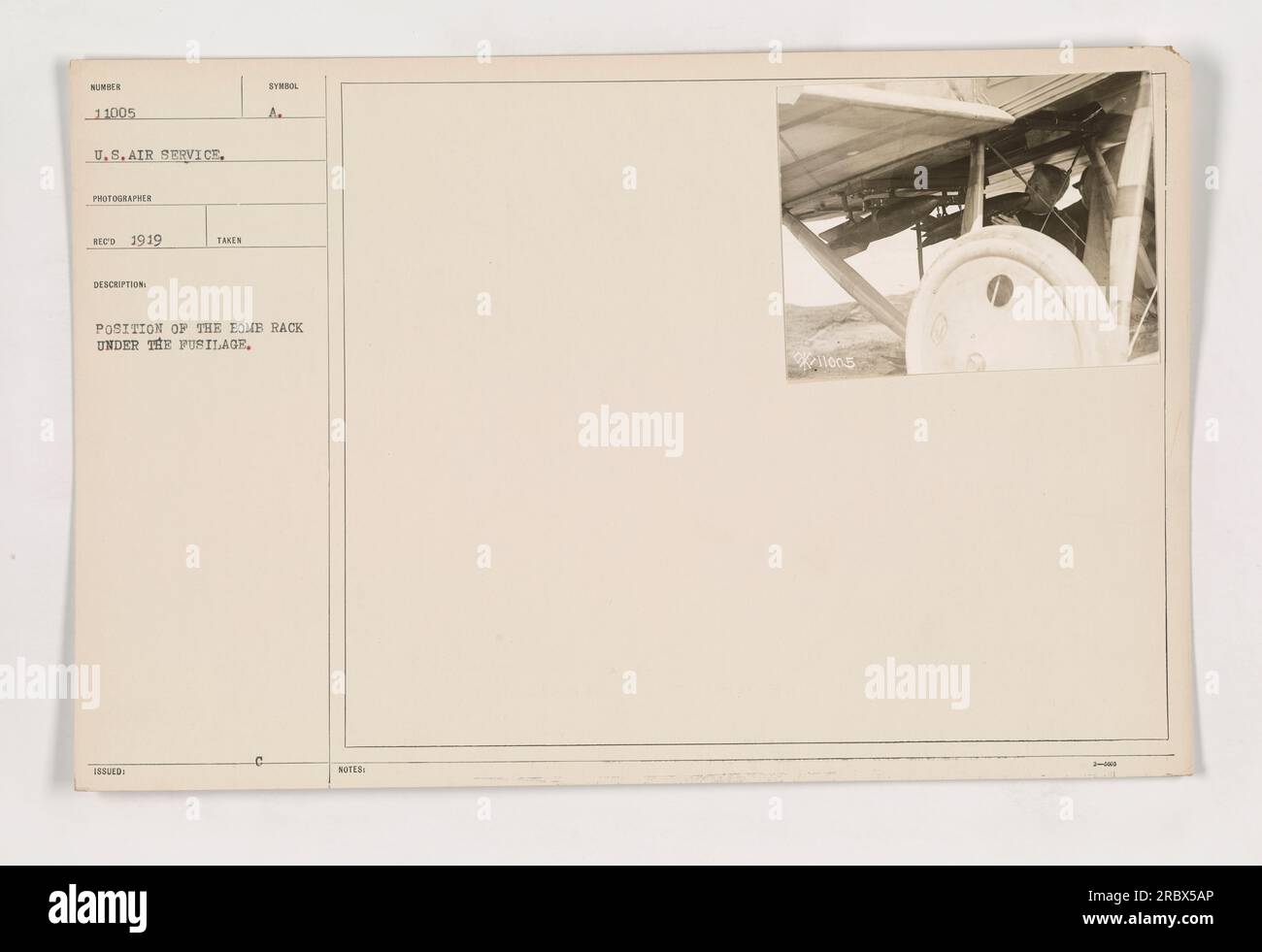 This image shows the position of the bomb rack under the fuselage of an ...