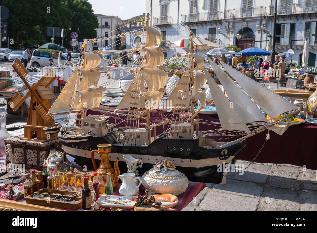 Wooden Sail Ship Model at Flea Market Stock Photo - Alamy