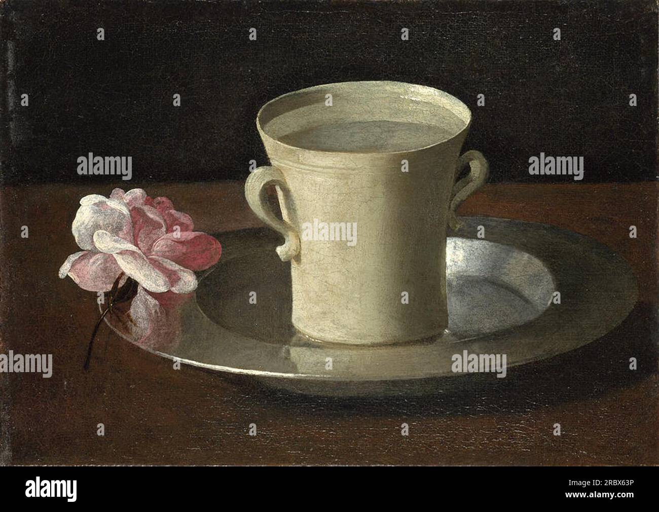 Cup of Water and a Rose on a Silver Plate 1630 by Francisco de Zurbaran ...