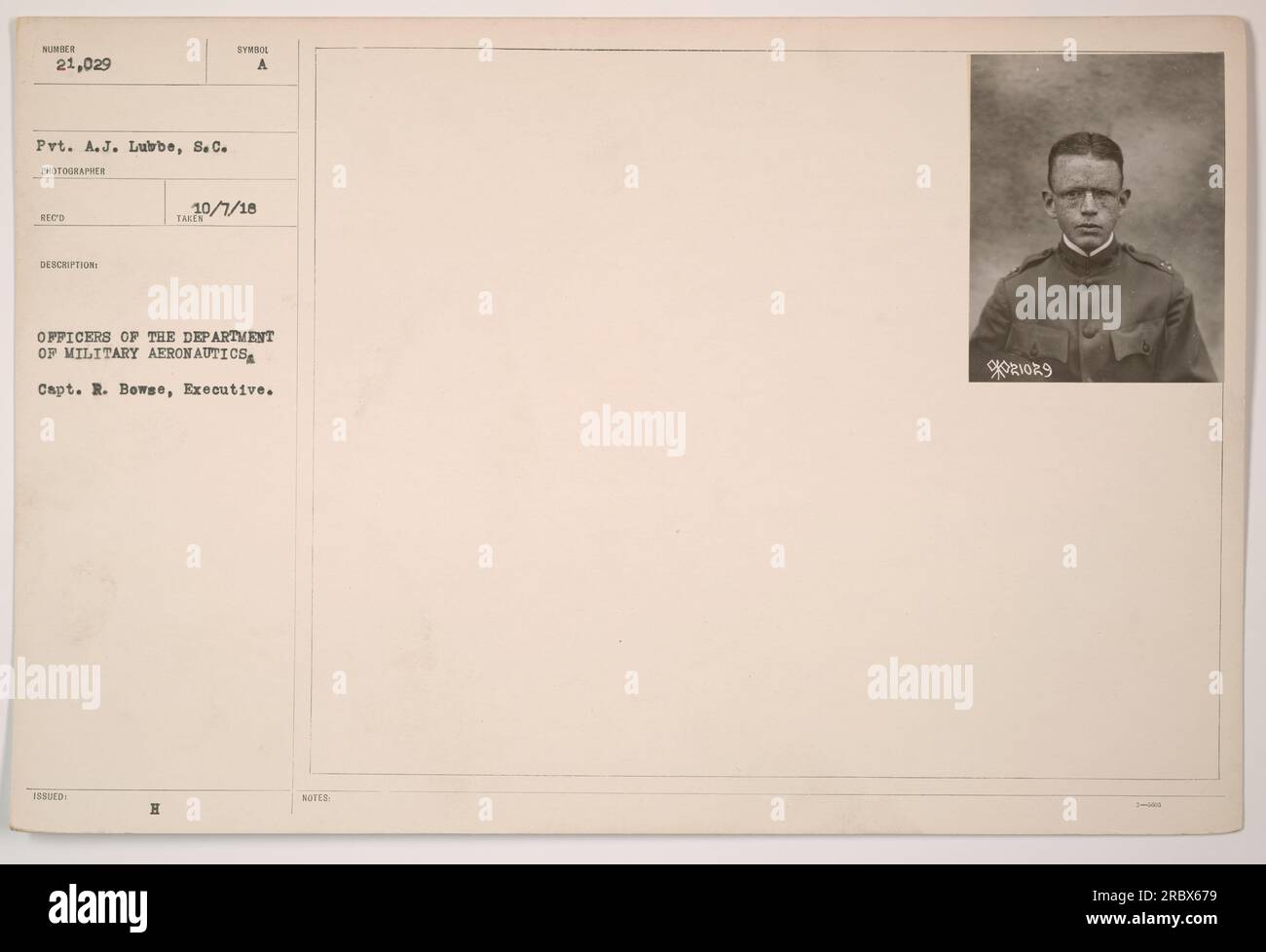 Pvt. A.J. Lubbe of the Signal Corps, photographed off officers from the ...