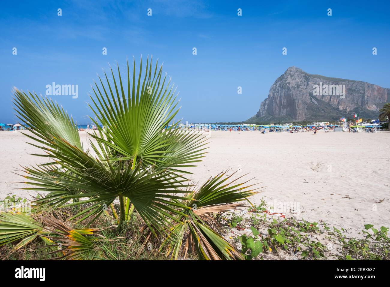 San Vito lo Capo beach and Monte Monaco in the background , Sicily ...