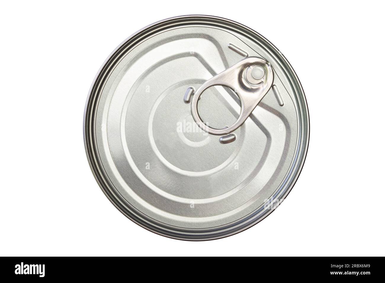 Top view of metal tin container without label isolated on white ...
