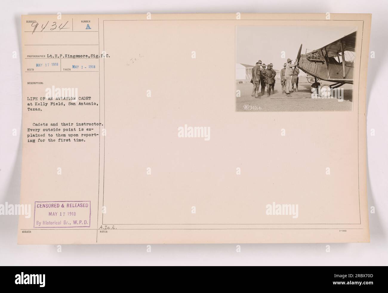 "A group of Aviation Cadets and their instructor at Kelly Field, San ...