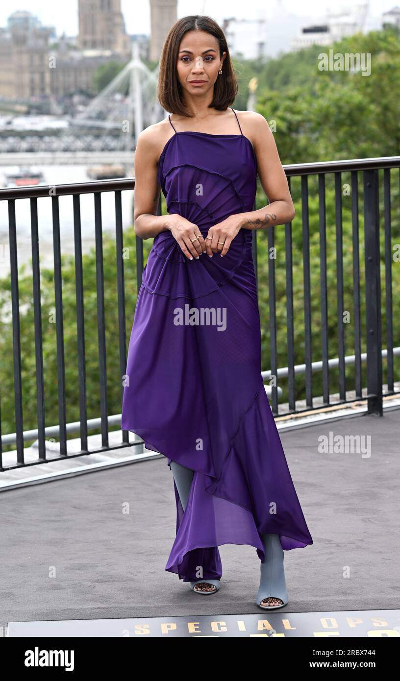 London, UK. July 11th, 2023. Zoe Saldana at the photocall for Special ...