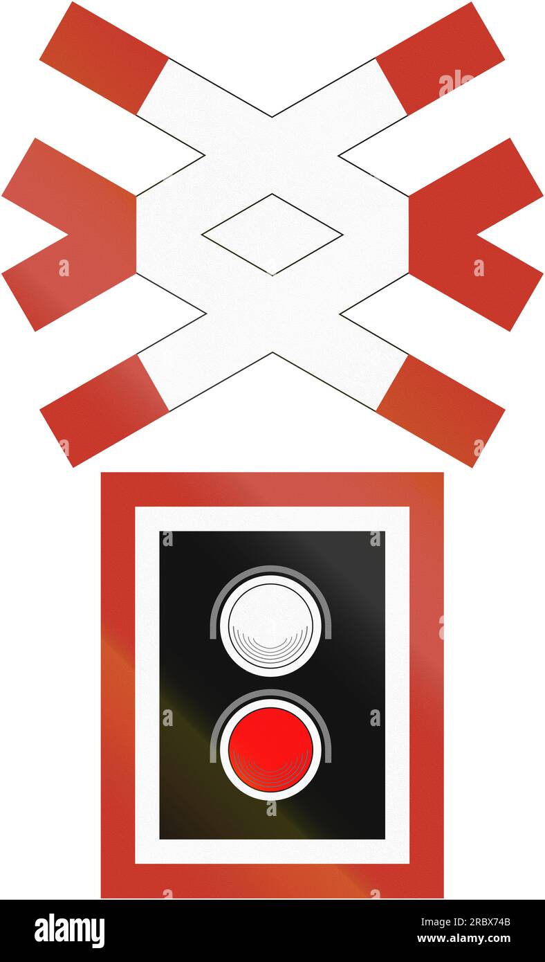 Old design (1945) of a Warnkreuz/German warning sign for unguarded ...