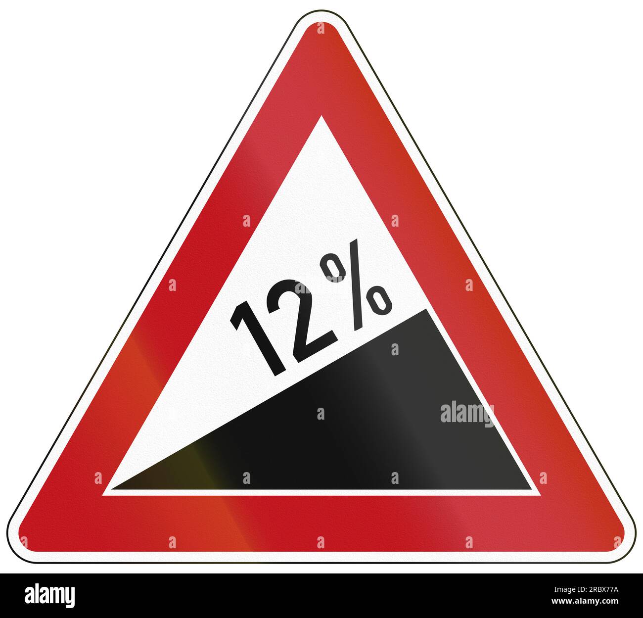 German warning sign about incline Stock Photo - Alamy