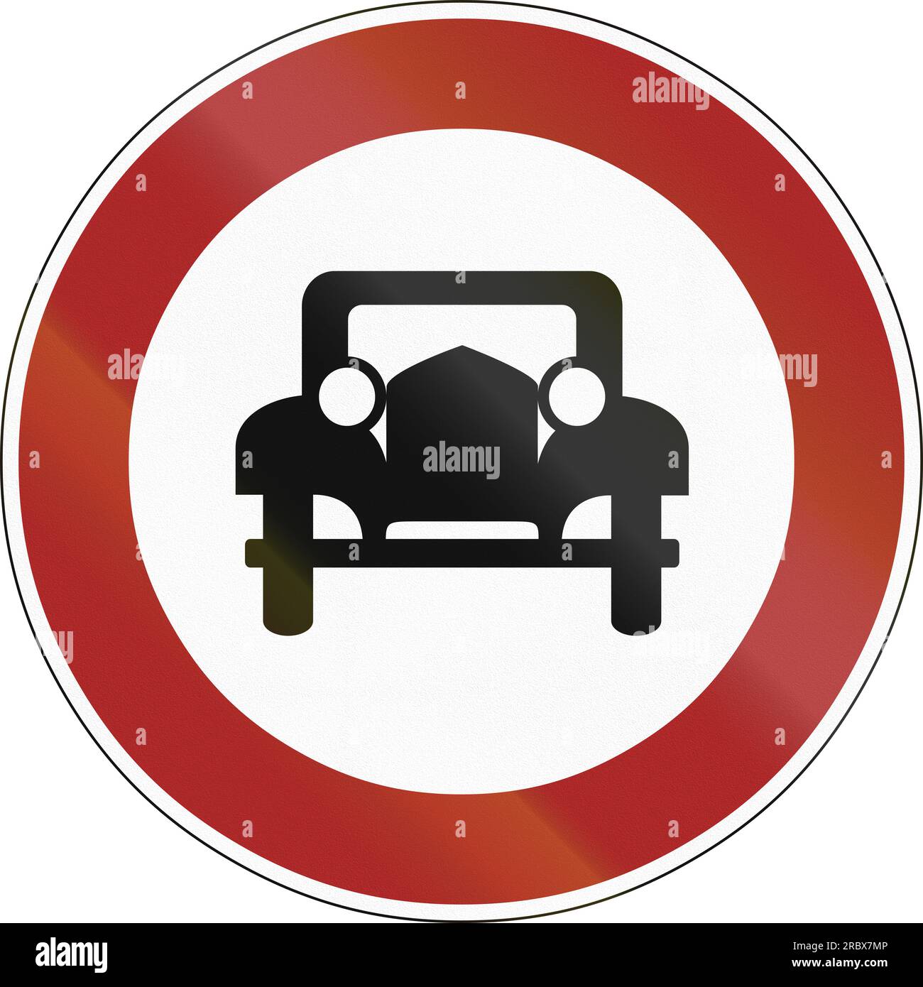Old design (1956) of German sign prohibiting thoroughfare for all motor ...