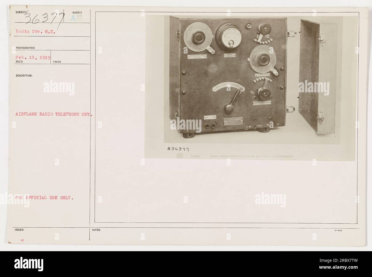 A photograph of an airplane radio telephone set, taken on February 15 ...